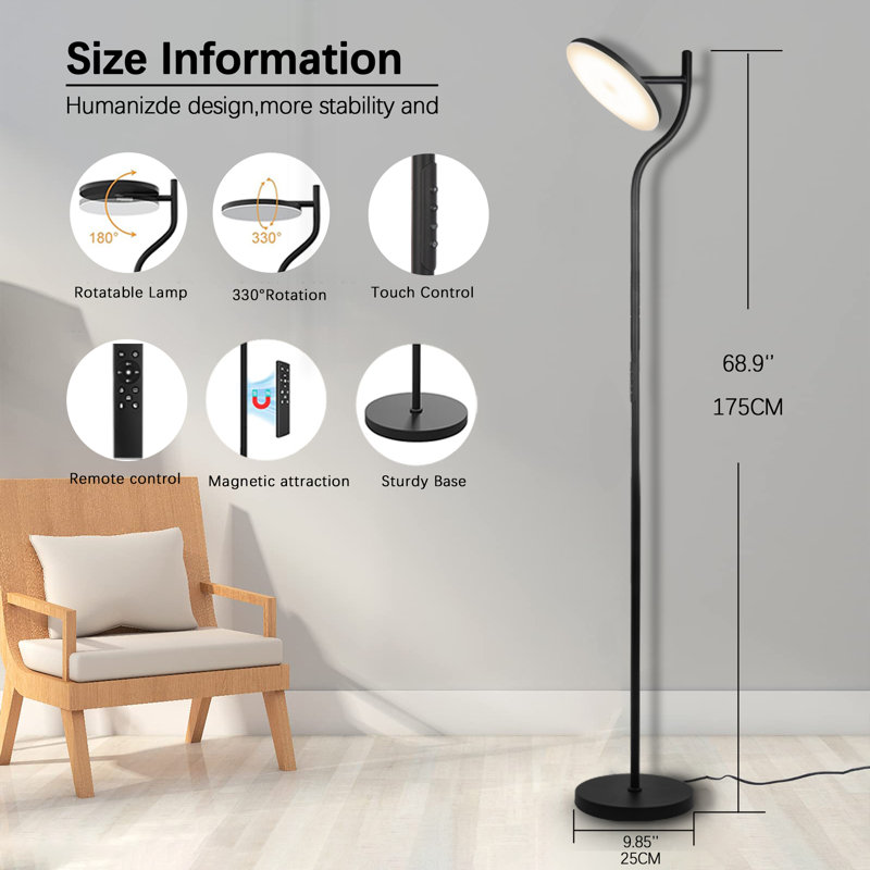 Wrought Studio™ Irith 69" LED Torchiere Floor Lamp "& Reviews" | Wayfair